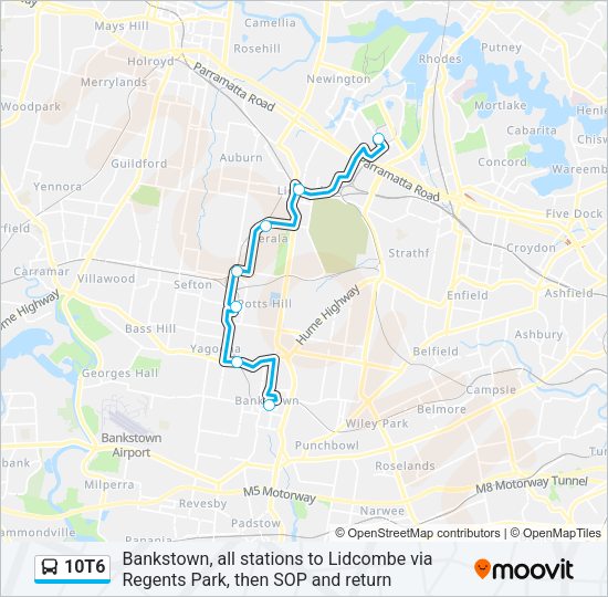 10T6 Route: Schedules, Stops & Maps - Bankstown Stn (Updated)