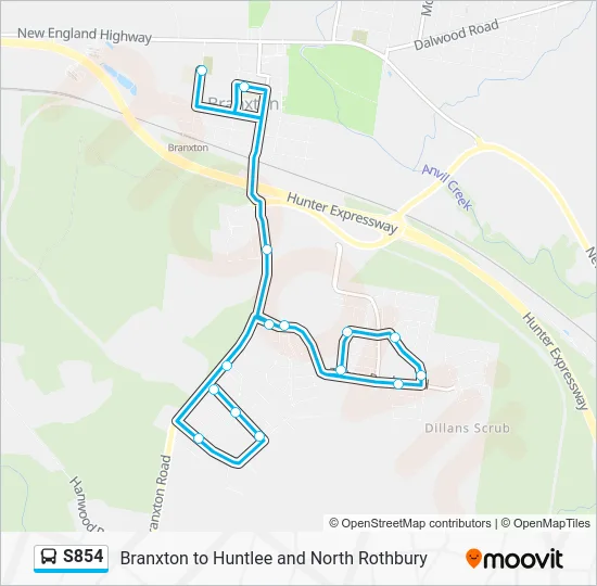S854 Route: Schedules, Stops & Maps - Branxton To North Rothbury (Updated)