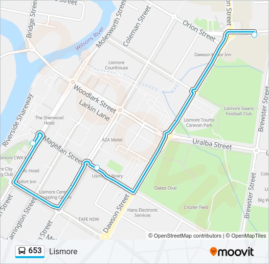 653 Route: Schedules, Stops & Maps - Lismore (Updated)