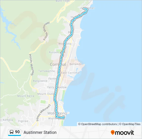 90 Route: Schedules, Stops & Maps - Austinmer Station (Updated)