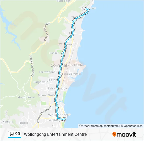 90 Route: Schedules, Stops & Maps - Wollongong Entertainment Centre ...