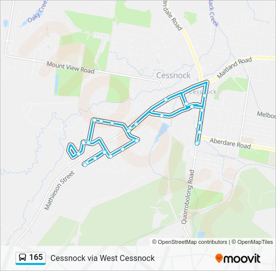 165 Route: Schedules, Stops & Maps - Cessnock via West Cessnock (Updated)