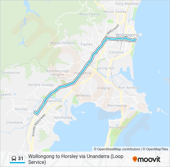 31 Route: Schedules, Stops & Maps - Wollongong via Horsley (Updated)