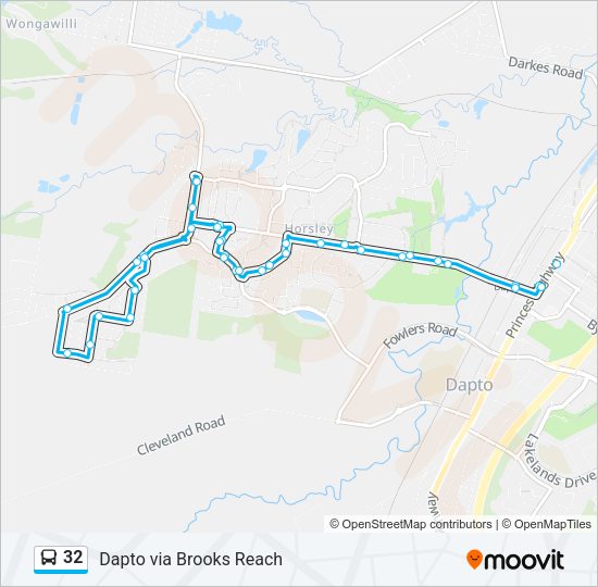 32 Route: Schedules, Stops & Maps - Dapto via Brooks Reach (Updated)