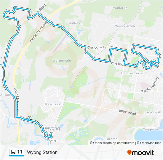 11 Route: Schedules, Stops & Maps - Wyong Station (Updated)