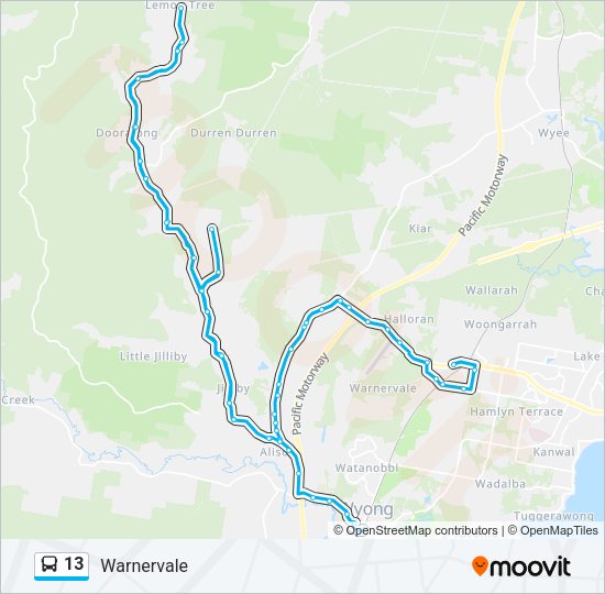 13 Route: Schedules, Stops & Maps - Warnervale (Updated)