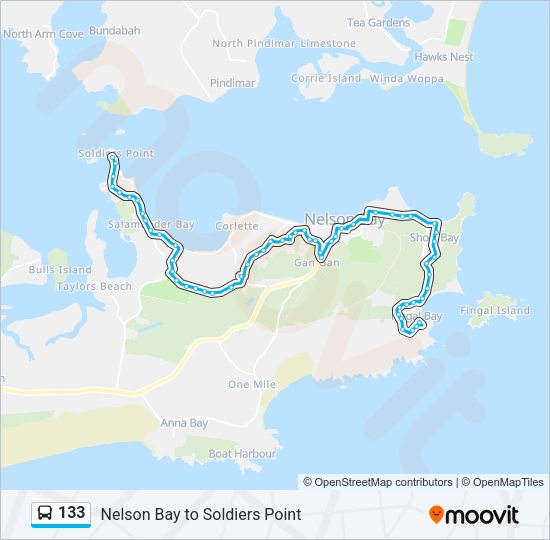 133 Route: Schedules, Stops & Maps - Fingal Bay (Updated)