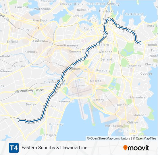 t4 Route: Schedules, Stops & Maps - Hurstville via Wolli Creek (Updated)