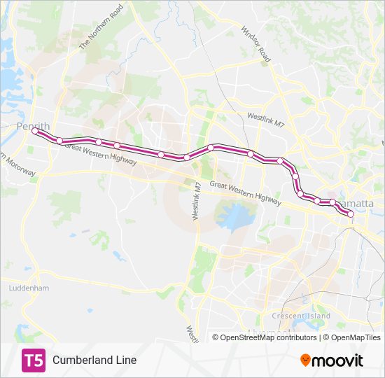 t5 Route: Schedules, Stops & Maps - Penrith (Updated)