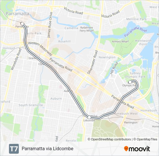 t7 Route: Schedules, Stops & Maps - Parramatta via Lidcombe (Updated)