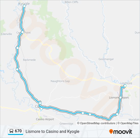 670 Route: Schedules, Stops & Maps - Kyogle (Updated)