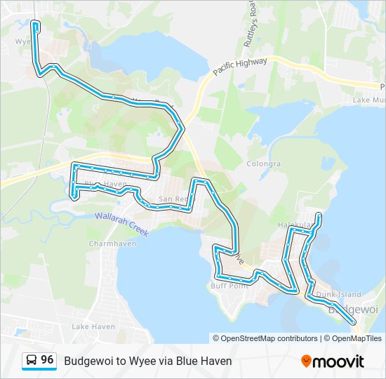 96 Route: Schedules, Stops & Maps - Budgewoi (Updated)