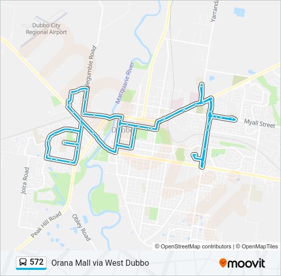 572 Route: Schedules, Stops & Maps - Orana Mall via West Dubbo (Updated)