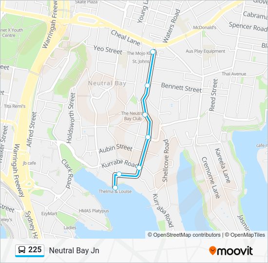 225 Route: Schedules, Stops & Maps - Neutral Bay Jn (Updated)