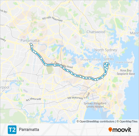 T2 Route: Schedules, Stops & Maps - Parramatta (Updated)
