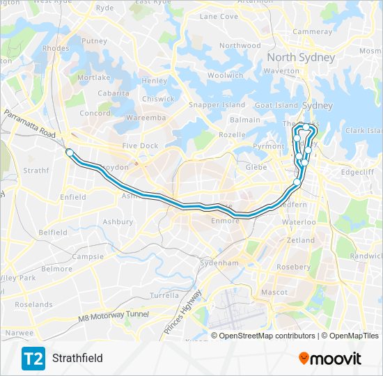 Línea t2: horarios, paradas y mapas - Strathfield (Actualizado)