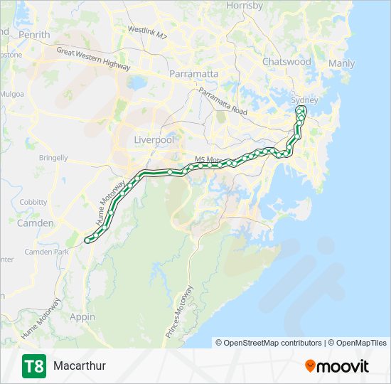T8 Route: Schedules, Stops & Maps - Macarthur (Updated)