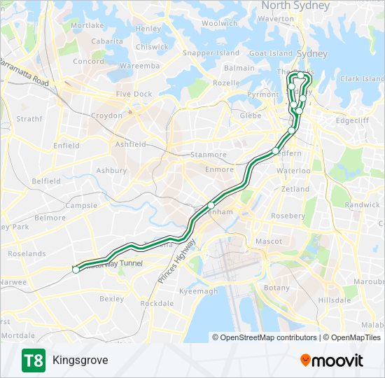 t8 Route: Schedules, Stops & Maps - Kingsgrove (Updated)