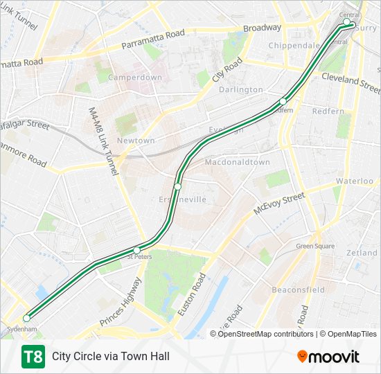 t8 Route: Schedules, Stops & Maps - City Circle via Town Hall (Updated)