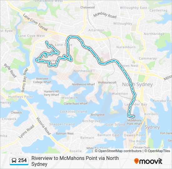 254 Route: Schedules, Stops & Maps - Lane Cove Ross Smith Pde (Updated)