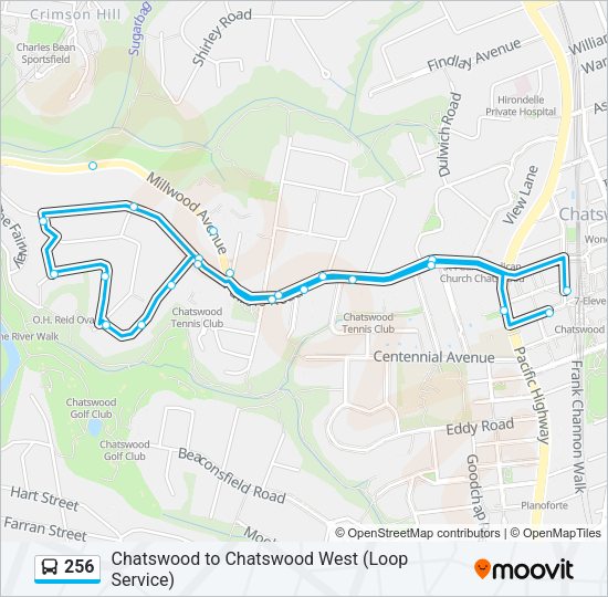 256 Route: Schedules, Stops & Maps - Chatswood via Chatswood West (Updated)