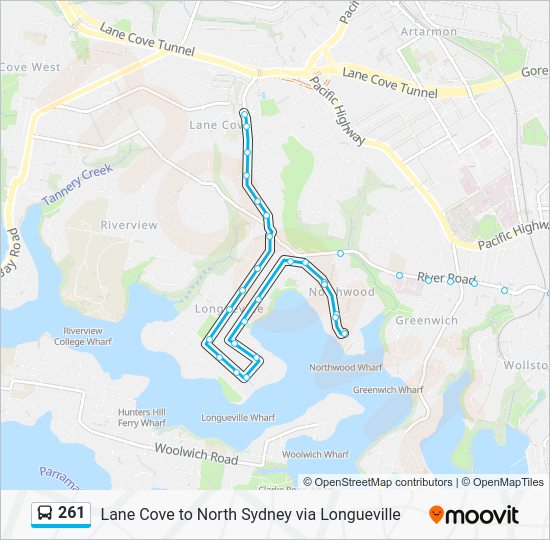 261 Route: Schedules, Stops & Maps - Lane Cove (Updated)