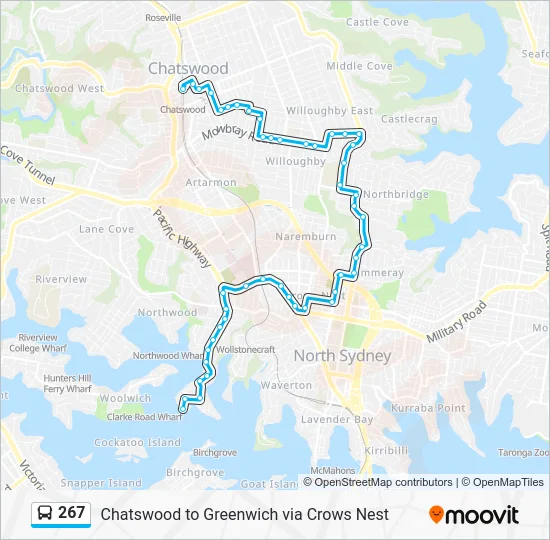 267 Route: Schedules, Stops & Maps - Chatswood (Updated)