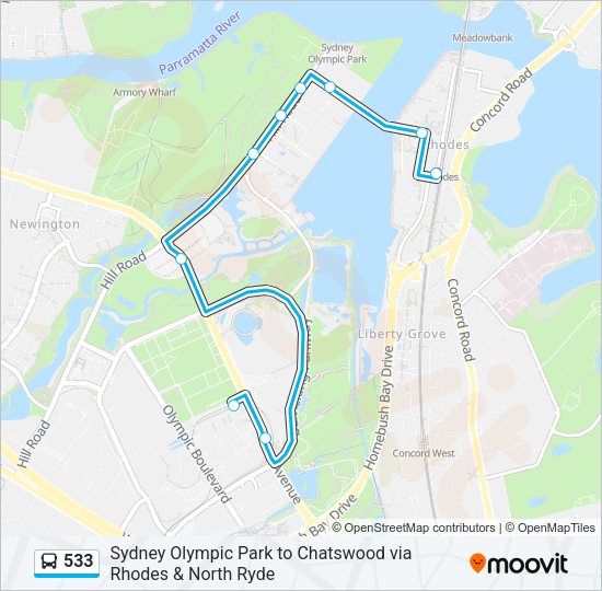 533 Route: Schedules, Stops & Maps - Rhodes Station - Walker St (Updated)