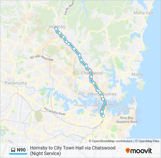N90 Route: Schedules, Stops & Maps - Hornsby Station (Updated)
