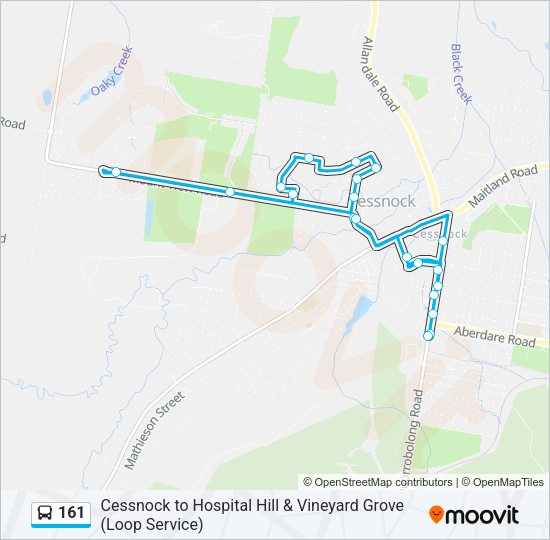 161 Route: Schedules, Stops & Maps - Cessnock via Hospital Hill (Updated)