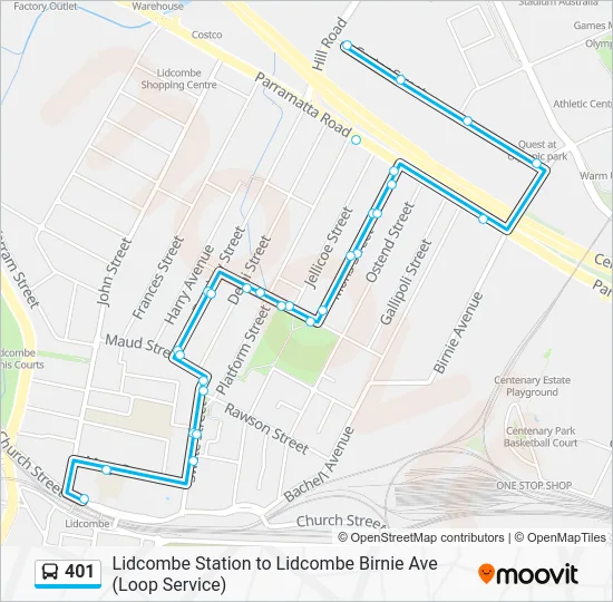 401 Route: Schedules, Stops & Maps - Lidcombe Station via Birnie Ave ...