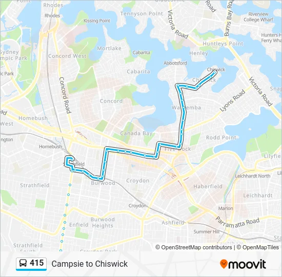 415 Route: Schedules, Stops & Maps - Strathfield Stn (Sth Side) (Updated)
