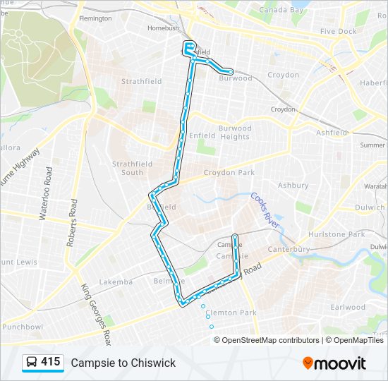 415 Route: Schedules, Stops & Maps - Burwood Station (Railway Pde ...