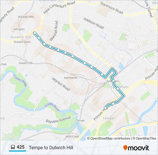 425 Route: Schedules, Stops & Maps - Tempe (Princes Highway) (Updated)