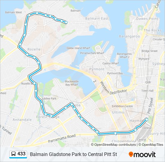 433 Route: Schedules, Stops & Maps - Balmain (Updated)