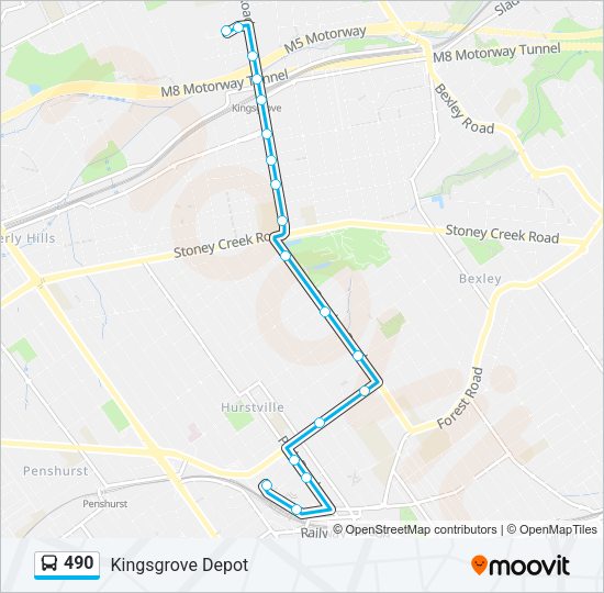 490 Route: Schedules, Stops & Maps - Kingsgrove Depot (Updated)