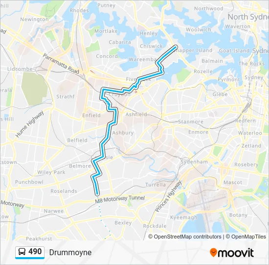 490 Route: Schedules, Stops & Maps - Drummoyne (Updated)