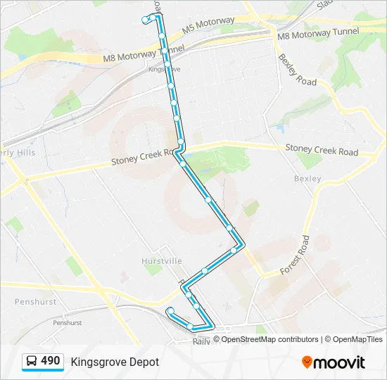 490 Route: Schedules, Stops & Maps - Kingsgrove Depot (Updated)