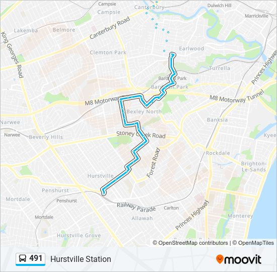491 Route: Schedules, Stops & Maps - Hurstville Station (Updated)