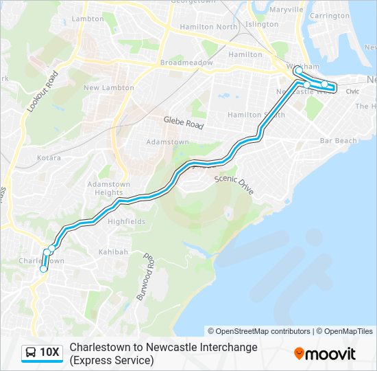 10X Route: Schedules, Stops & Maps - Newcastle (Updated)