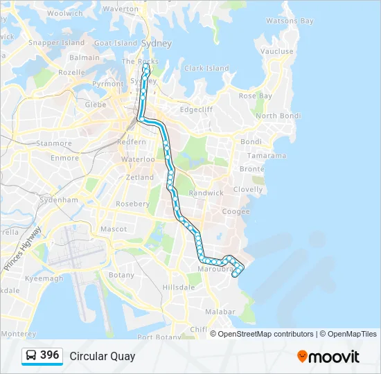 396 Route: Schedules, Stops & Maps - Circular Quay (Updated)
