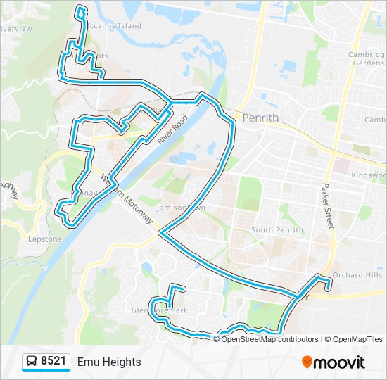 8521 Route: Schedules, Stops & Maps - Emu Heights (Updated)