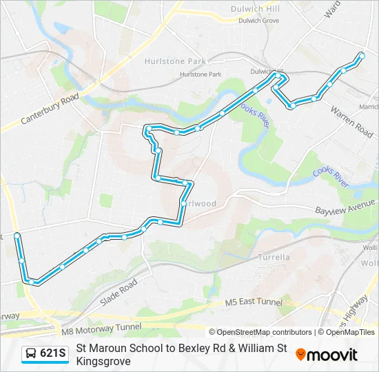621S Route: Schedules, Stops & Maps - Bexley Rd & William St Kingsgrove ...