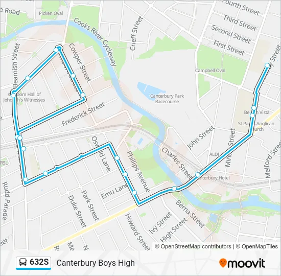 632S Route: Schedules, Stops & Maps - Canterbury Boys High (Updated)