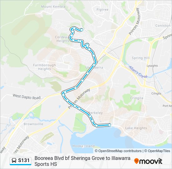 S131 Route: Schedules, Stops & Maps - Illawarra Sports HS (Updated)