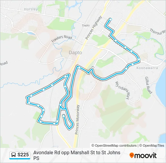 S225 Route: Schedules, Stops & Maps - Dapto (Updated)