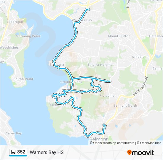 852 Route: Schedules, Stops & Maps - Warners Bay HS (Updated)