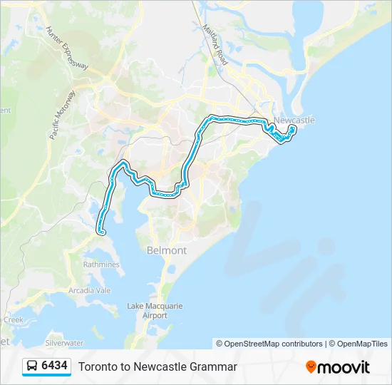 6434 Route: Schedules, Stops & Maps - Newcastle Grammar PS (Updated)