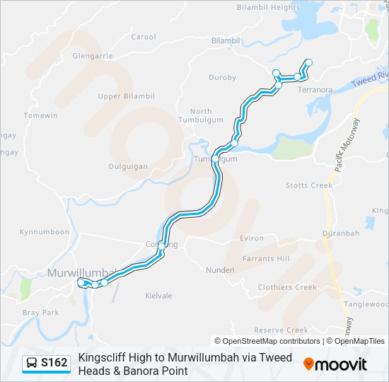 s162 Route: Schedules, Stops & Maps - Murwillumbah (Updated)