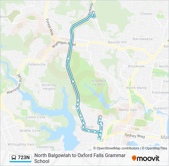 723N Route: Schedules, Stops & Maps - Oxford Falls Grammar (Updated)
